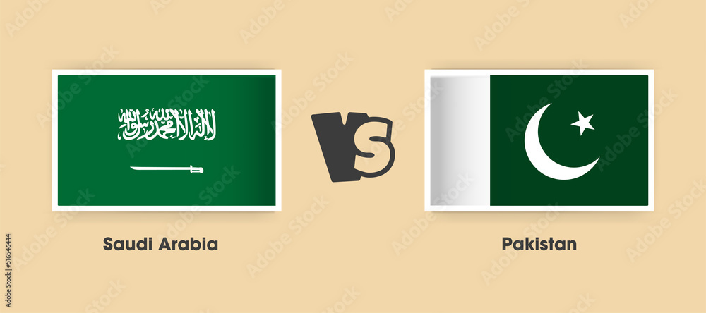 Saudi Arabia vs Pakistan flags placed side by side. Creative stylish ...
