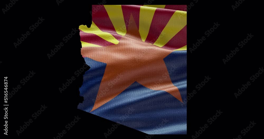 Arizona state map with waving flag. State outline 4K Stock Video ...