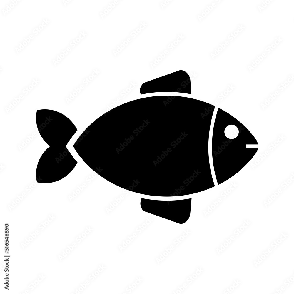 Fish icon, full black. Vector illustration, suitable for content design ...