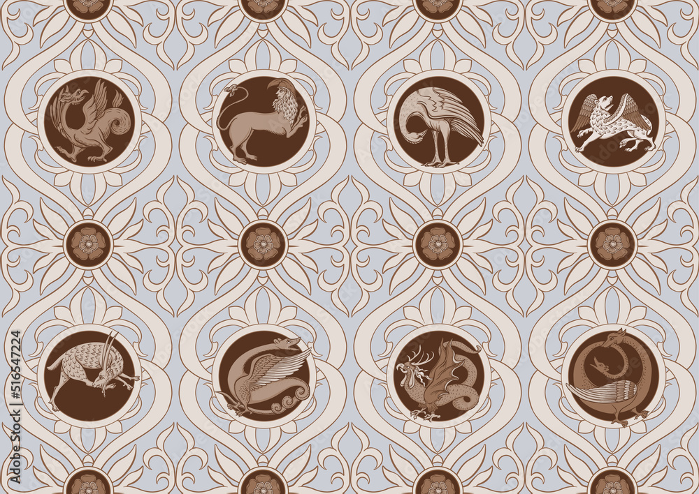 Medieval mythical animals, illuminati manuscript inspiration ...