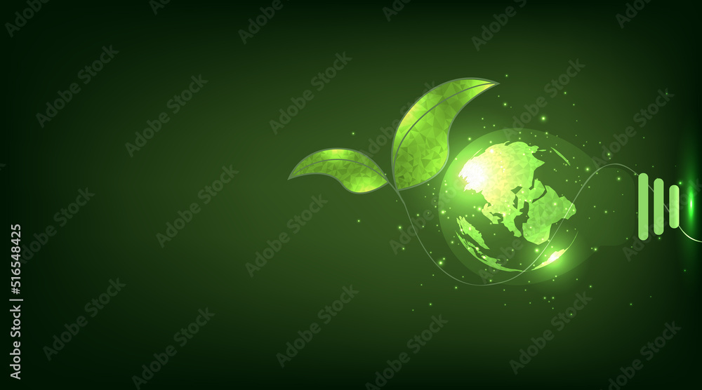 Glowing green vector light bulb, CSR concept outline symbol design ...