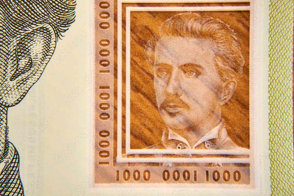 1000 peso ,Chile, banknot w przybliżeniu ,1000 pesos, Chile, banknote ...