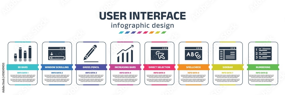 user interface infographic design template with 3d bars, window ...