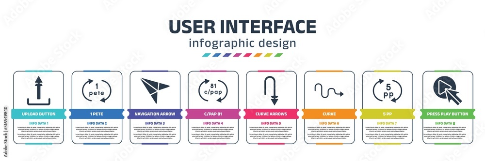 user interface infographic design template with upload button, 1 pete ...