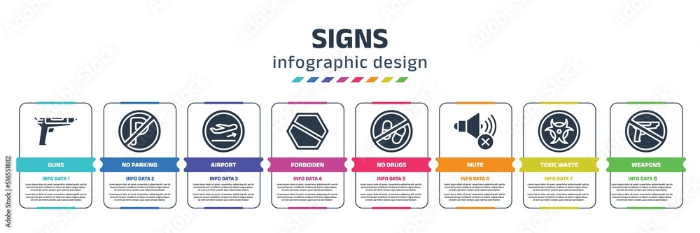 Vetor de signs infographic design template with guns, no parking ...