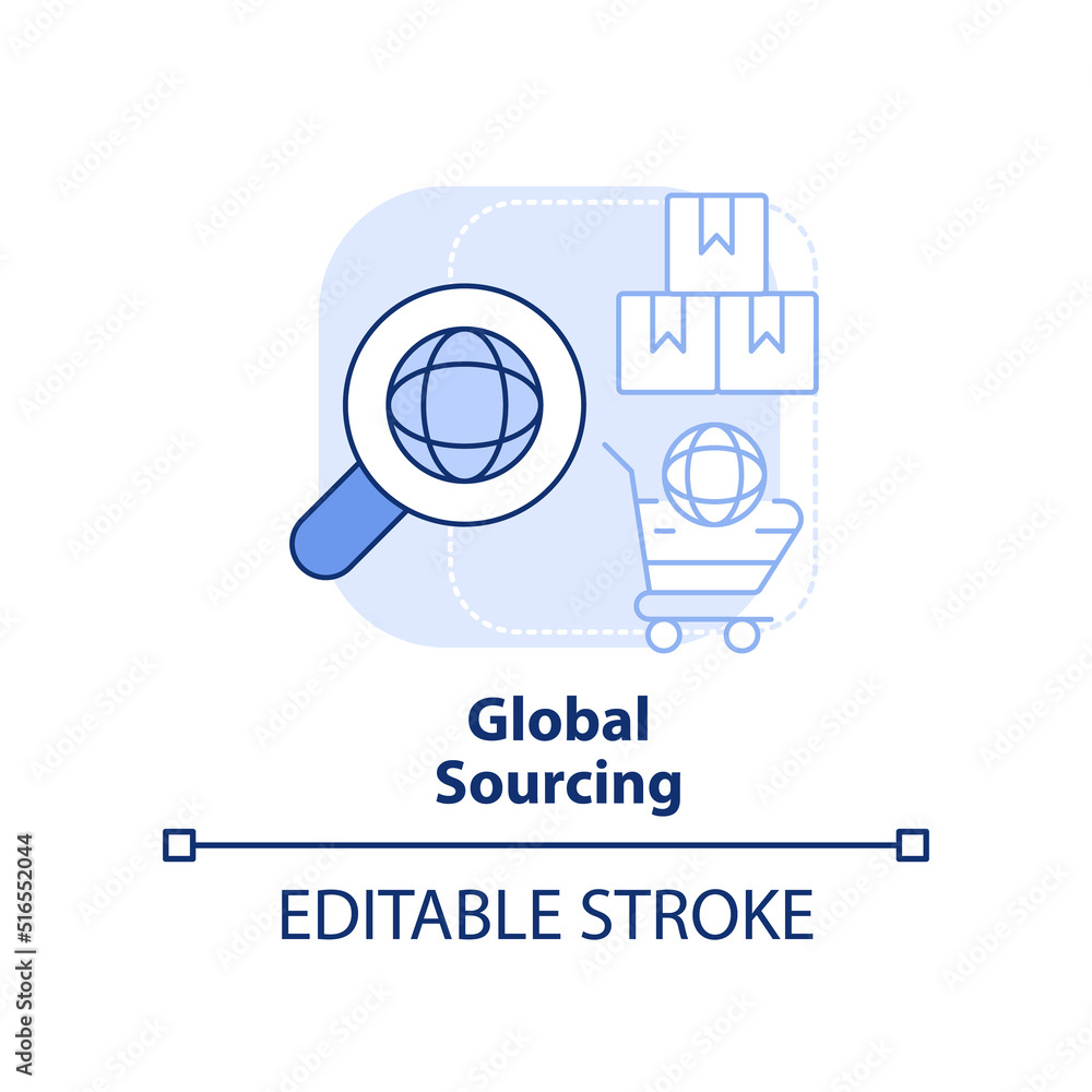 Global sourcing light blue concept icon. Procurement strategy abstract ...
