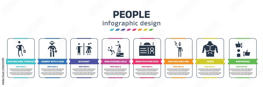 people infographic design template with man walking through the wind ...