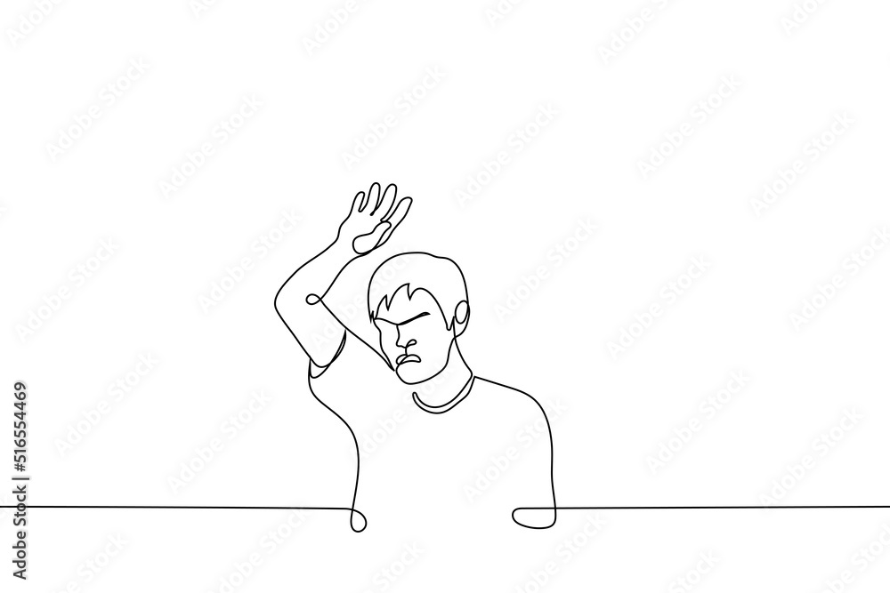 angry man swung to hit someone - one line drawing vector. the concept ...