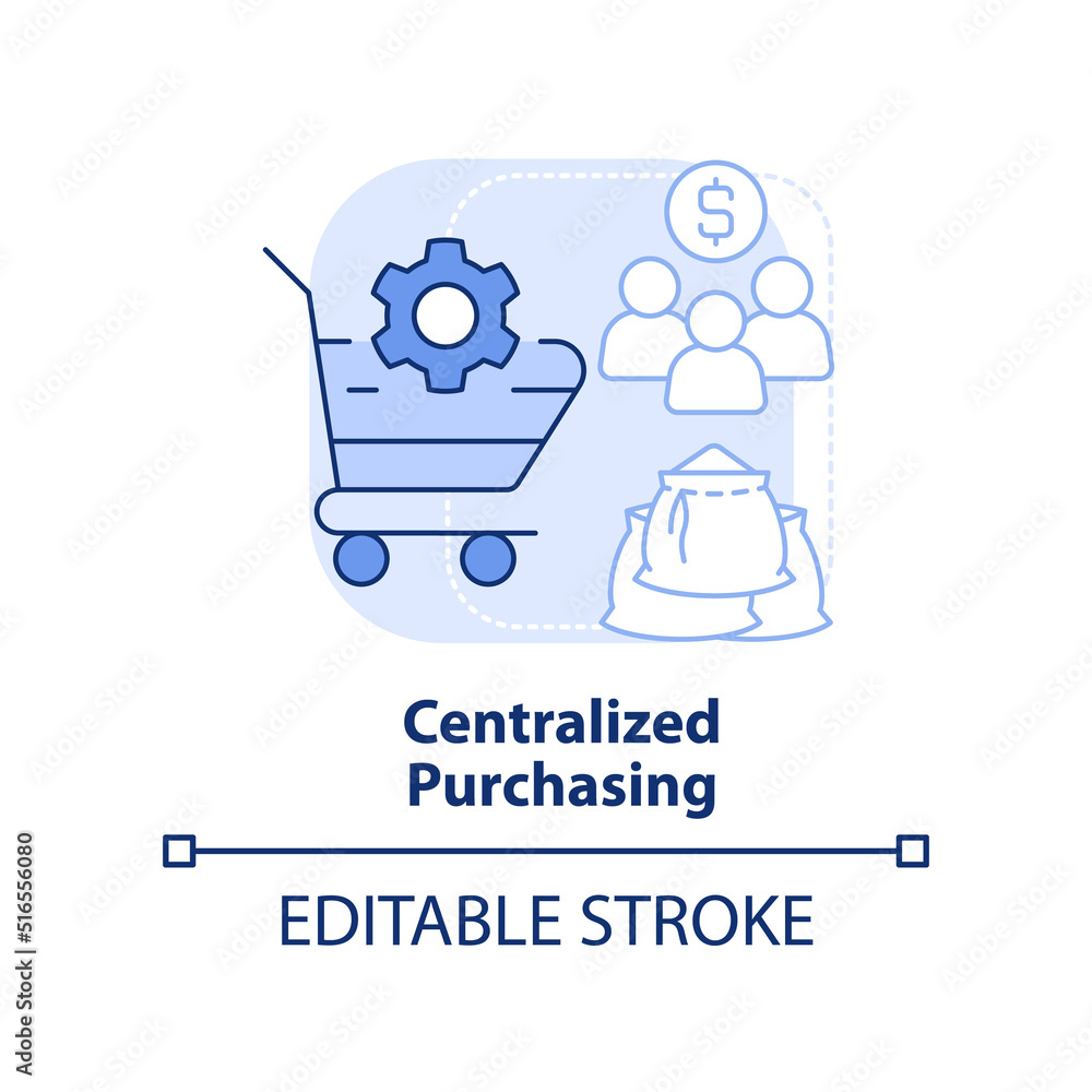 Centralized purchasing light blue concept icon. Formal procurement ...