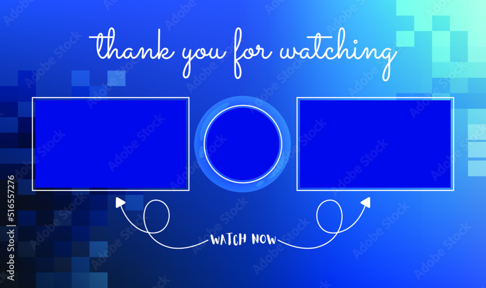 YouTube End Screen with blue color design. YouTube Video Template ...