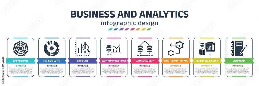 business and analytics infographic design template with radar chart ...