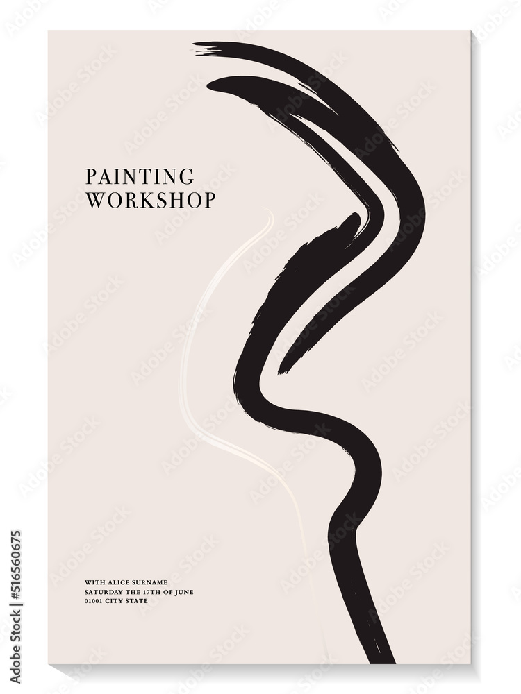 Abstract art curve line collage, minimalist curve stroke organic design ...