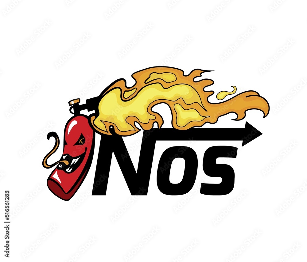 Nitrous Oxide System. NO2 bottle cartoon illustration Stock Vector ...