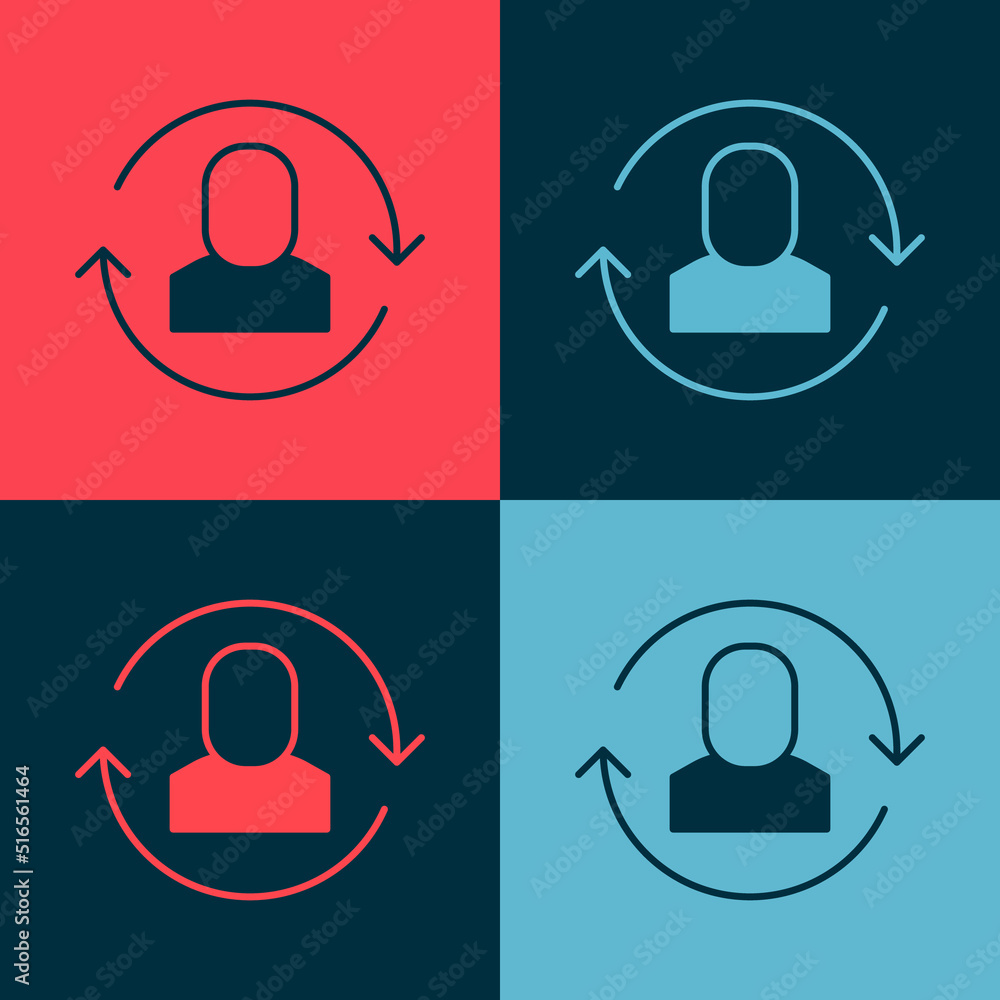 Pop art Exchange work icon isolated on color background. Information ...