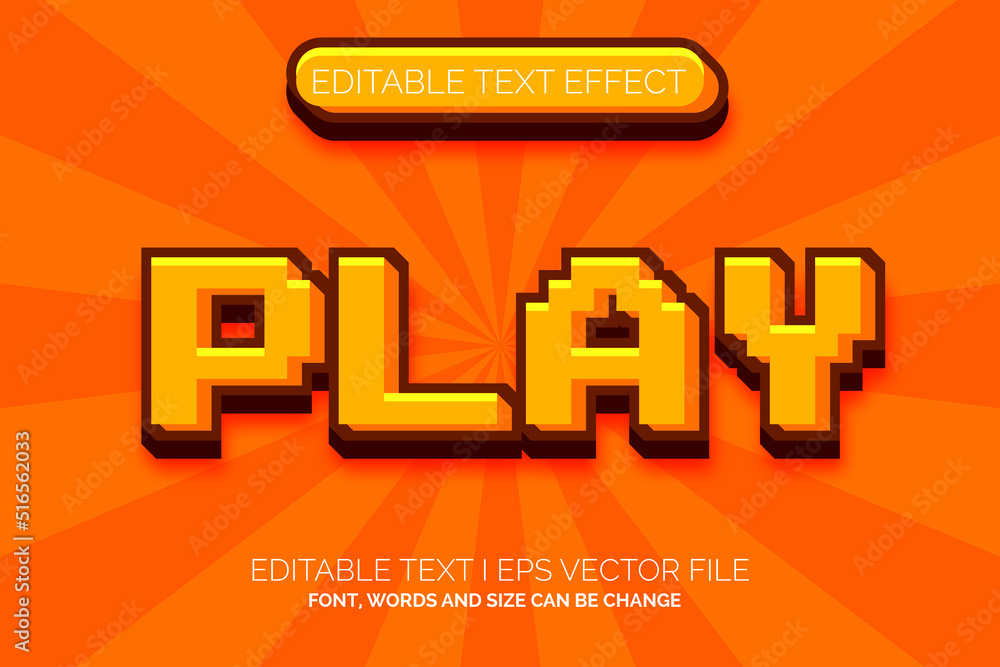 simple pixel text effect, editable retro game text style Stock Vector ...