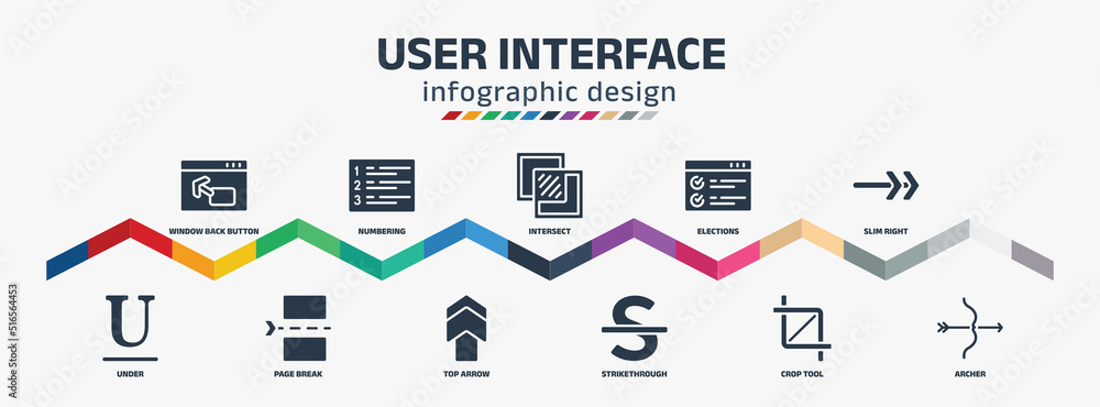 user interface infographic design template with window back button ...
