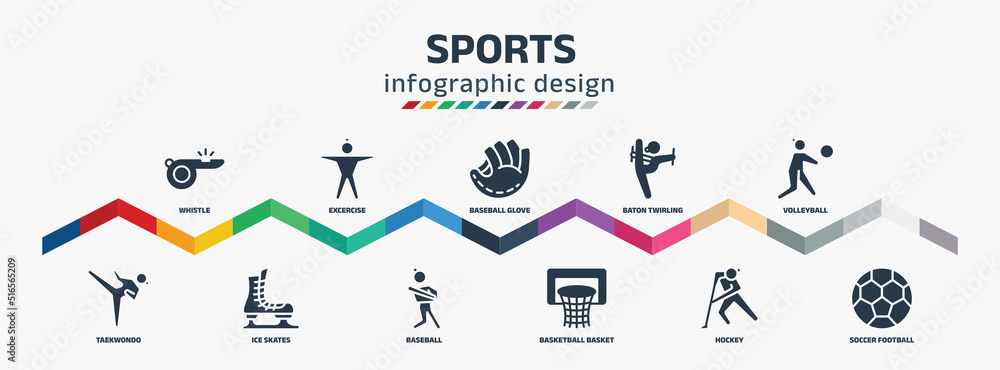 sports infographic design template with whistle, taekwondo, excercise ...
