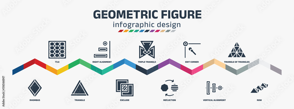 geometric figure infographic design template with tile, rhombus, right ...