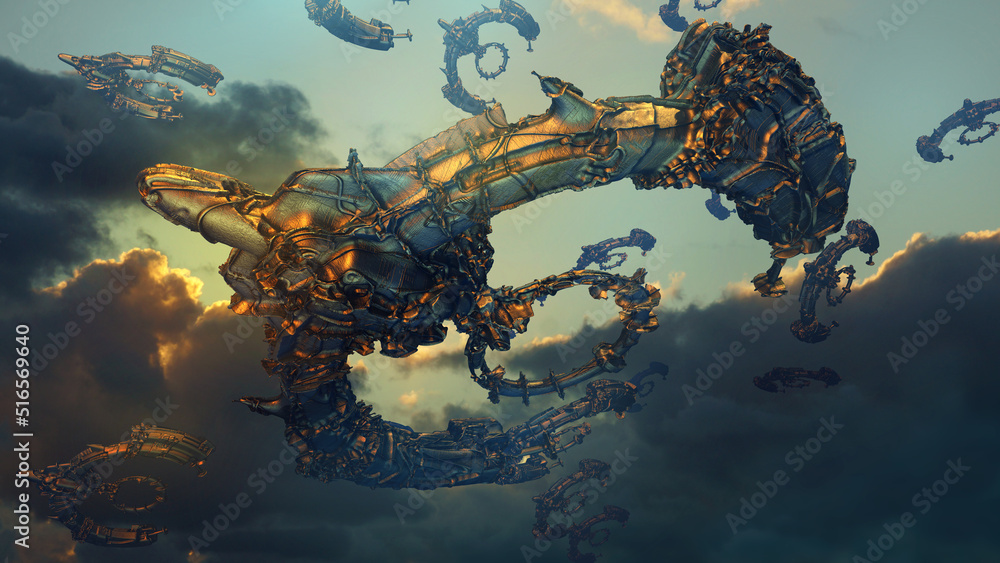 Spacecraft armada. Science fiction battleships. Alien spaceship design ...