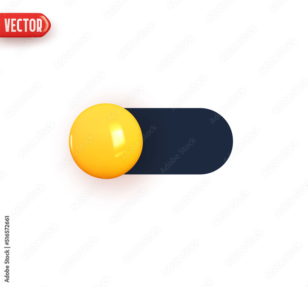 Scroll bar control button regulator on off. Realistic 3d design element ...