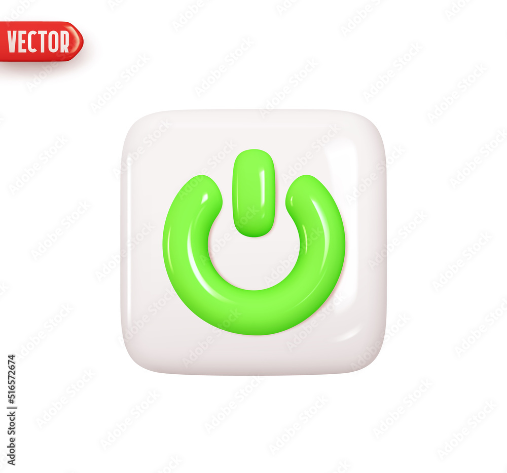 Turn off and on button. Square power button. Realistic 3d design ...