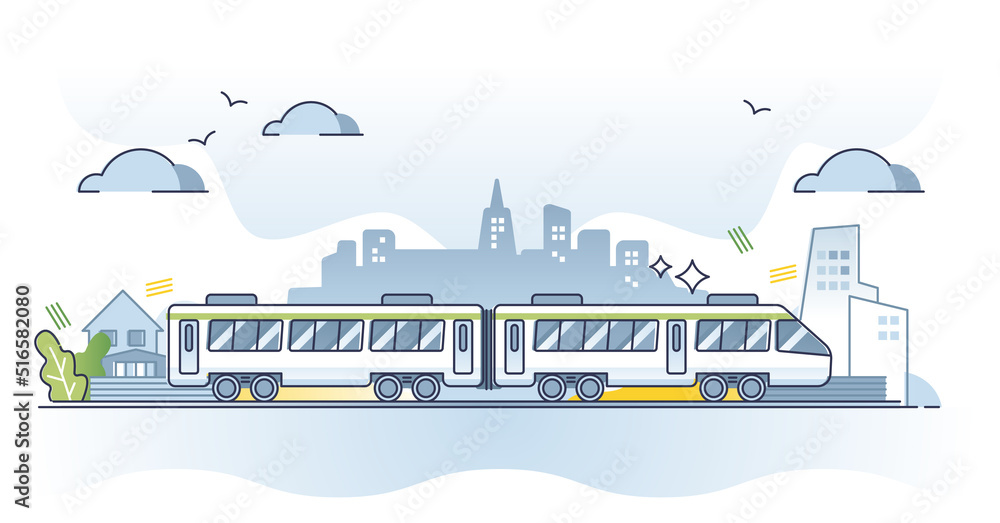 Public transportation and train infrastructure for passengers outline ...