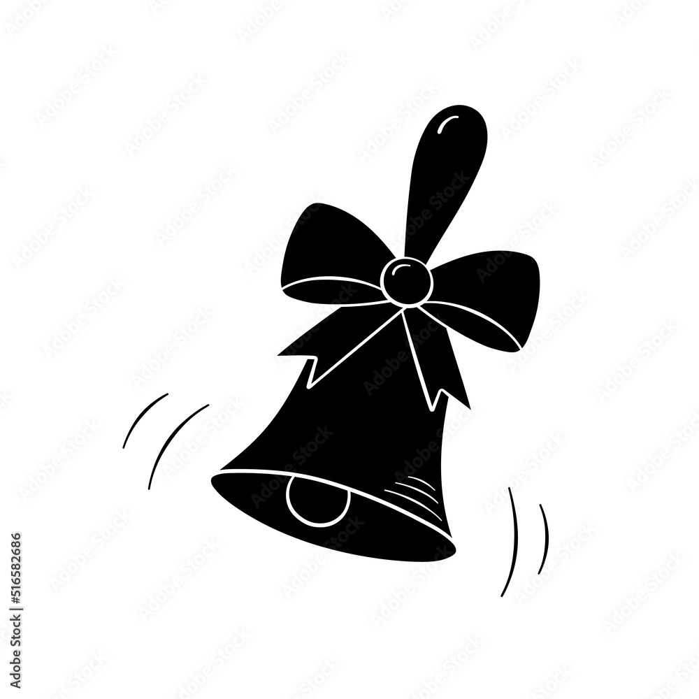 School bell in simple style, vector illustration. Icon handbell with ...