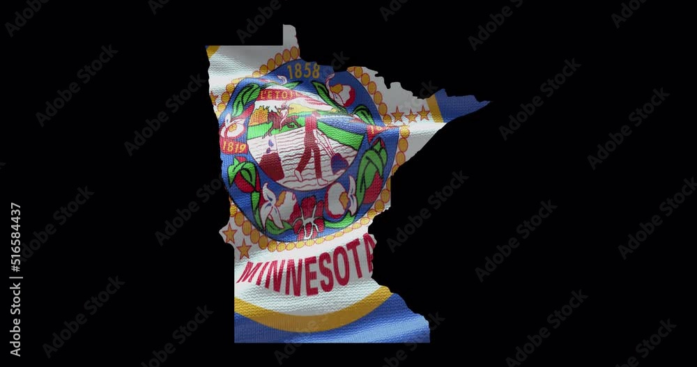 Minnesota state map with waving flag. State outline 4K Stock 비디오 ...