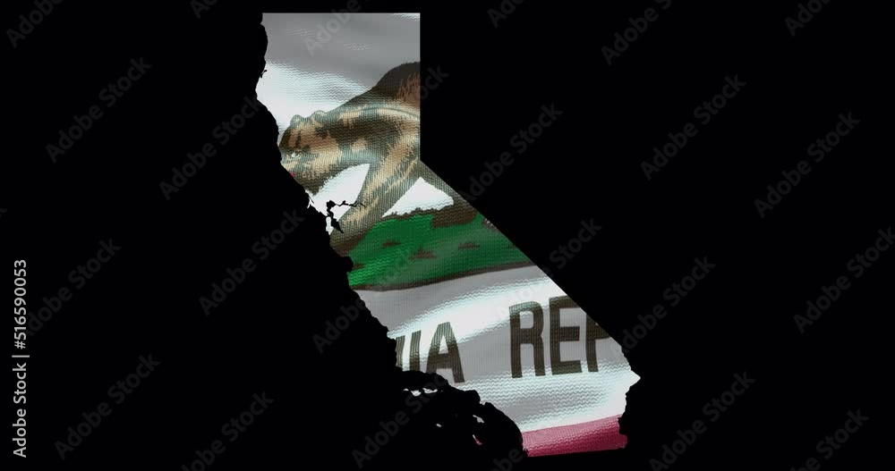 California state map with waving flag. State outline 4K Stock Video ...