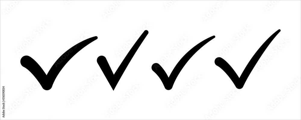 Poster Tick type vector black color isolated. Various tick vector ...