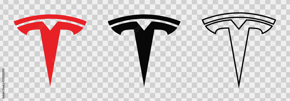 Tesla logo set. Electric car. Auto industry leader. Vector illustration ...