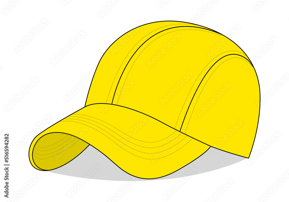Yellow baseball cap with 4 panel cap template on white background ...