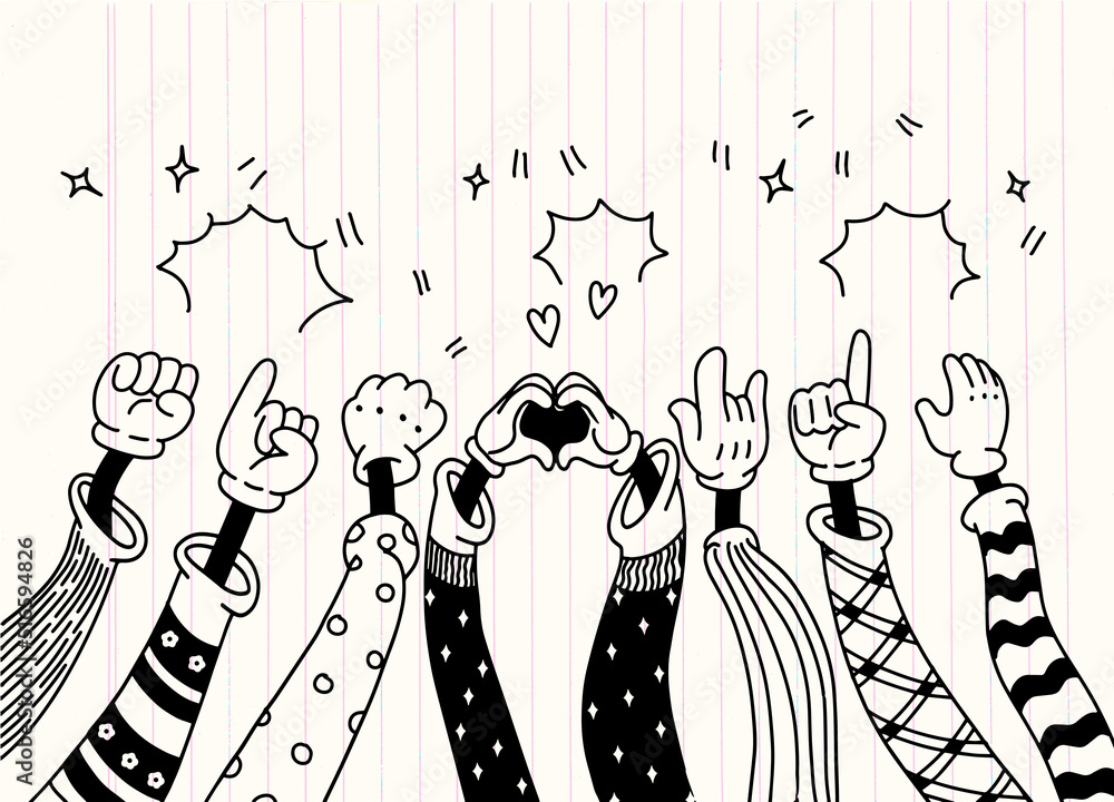 Hand Drawn sketch style of Human hands clapping ovation Stock ...