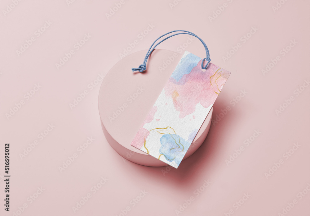 Swing Tag Mockup on a Pedestal Stock Template | Adobe Stock