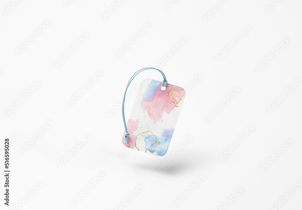 Floating Hang Tag Mockup with Rounded Corners Stock Template | Adobe Stock