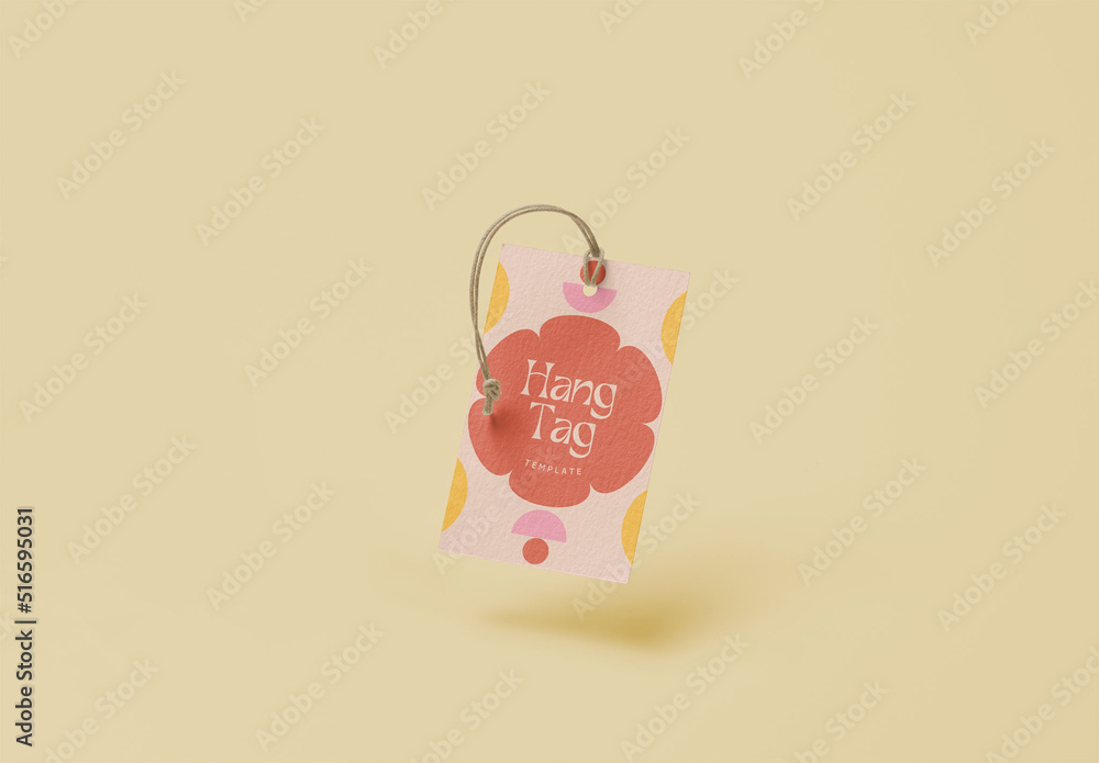 Mockup of a Floating Hang Tag Stock Template | Adobe Stock