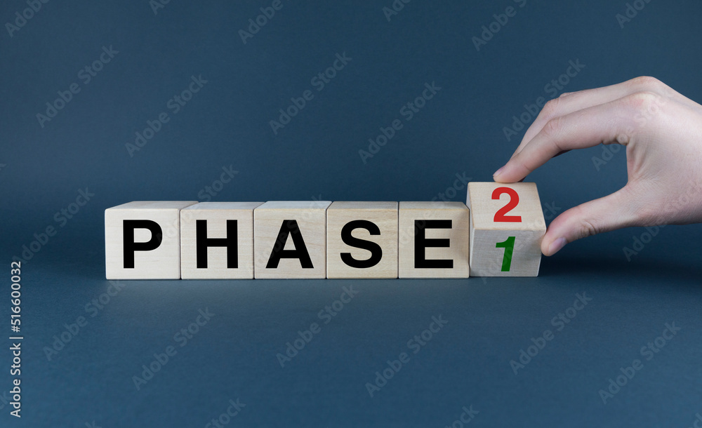 Phase 1 and 2. Cubes form the words Phase 1 and Phase 2. Stock Photo ...