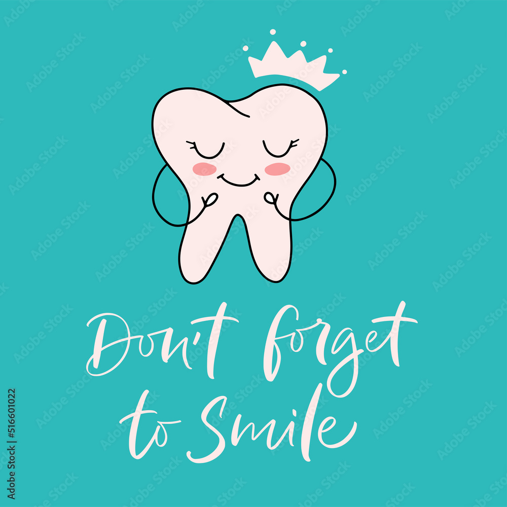Vector calligraphy illustration. Slogan of Don't forget to smile. Cute ...