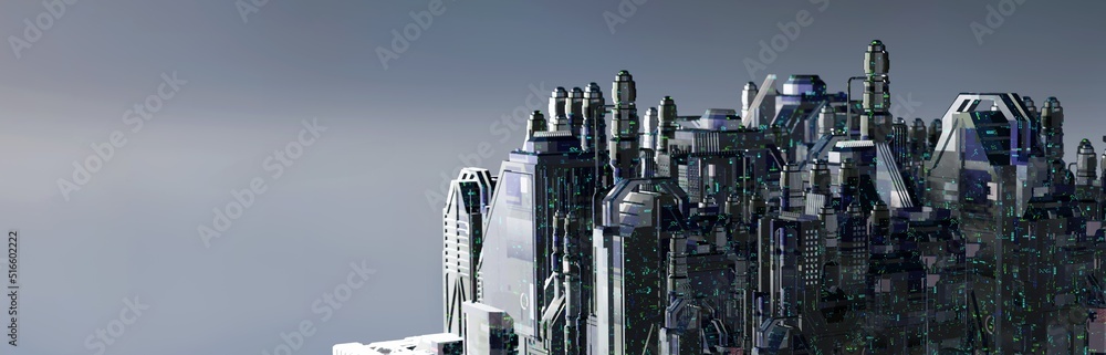 Future city, smart city or cyber city scape. Ultra modern or futuristic ...