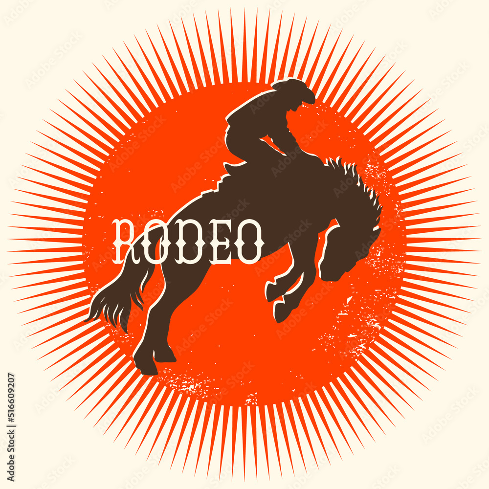 Vektorov Grafika Cowboy Rodeo Wild Horse Vector Round Symbol vektorov-grafika-cowboy-rodeo-wild-horse-vector-round-symbol