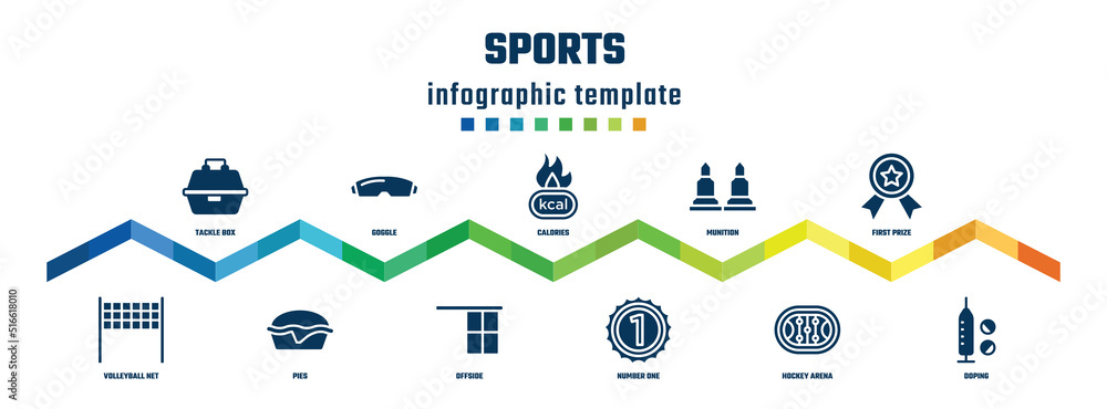 sports concept infographic design template. included tackle box ...