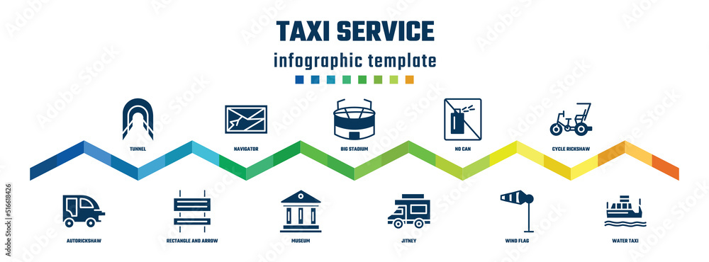 taxi service concept infographic design template. included tunnel ...