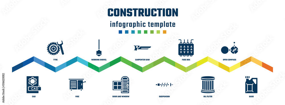 construction concept infographic design template. included tyre, cad ...