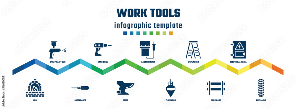 work tools concept infographic design template. included spray paint ...
