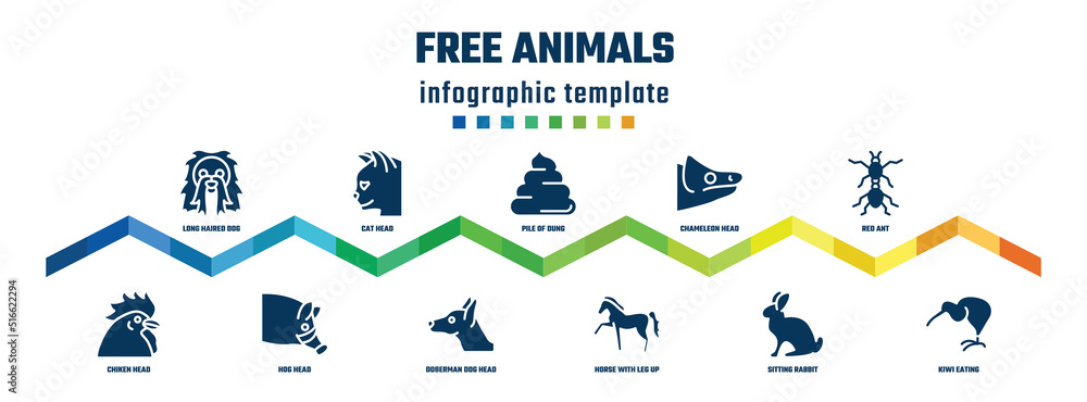 free animals concept infographic design template. included long haired ...