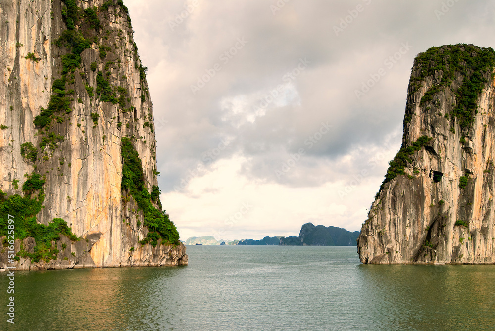 Amazing view of rock pillar island in Halong Bay, Vietnam, Southeast ...