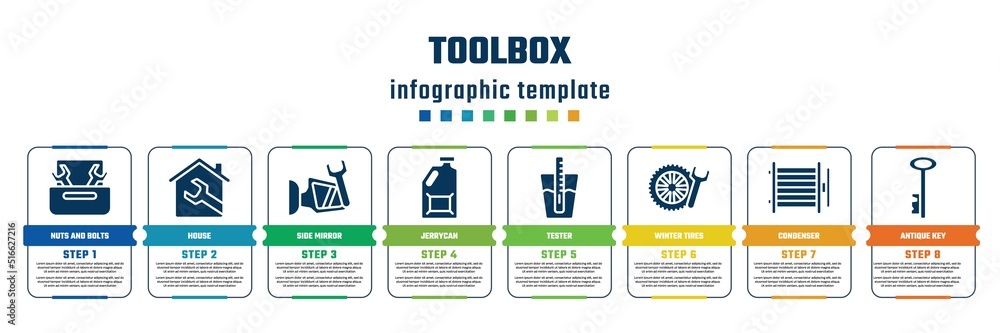 toolbox concept infographic design template. included nuts and bolts ...