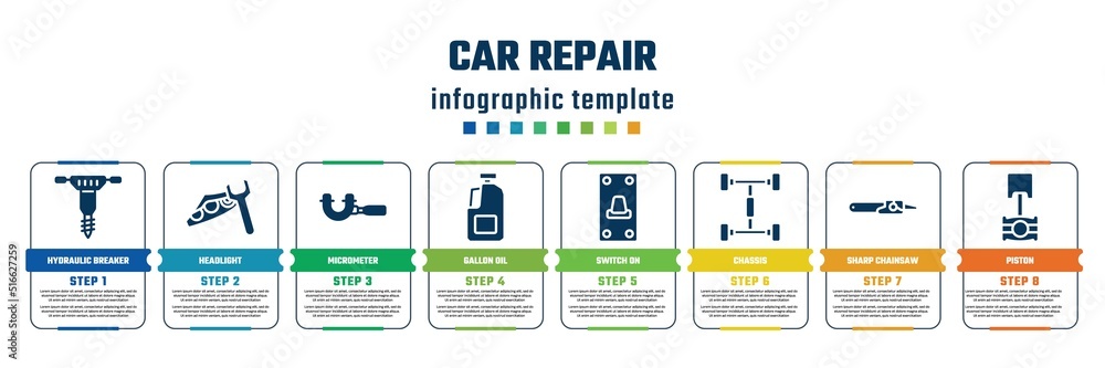 car repair concept infographic design template. included hydraulic ...