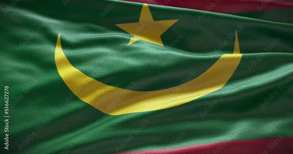 Mauritania national flag background motion graphic looped 4K. Waving ...