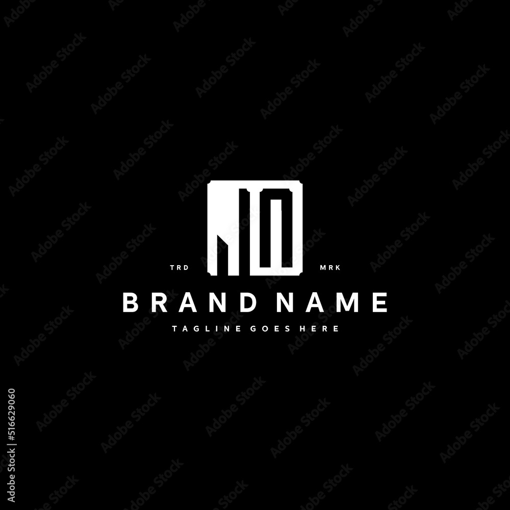 JN monogram logo design with square rectangular shape isolated on black background initials ...